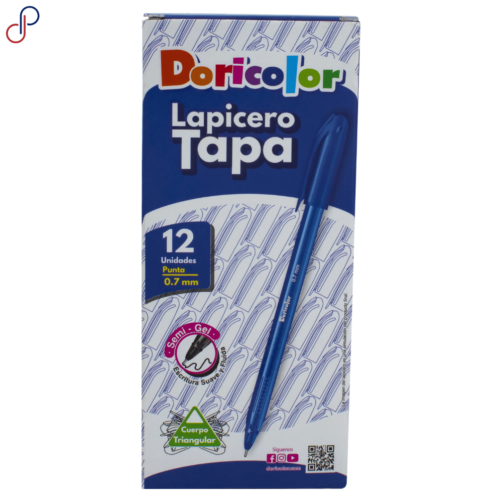 Esfero Doricolor con Tapa 0.7 Azul x12